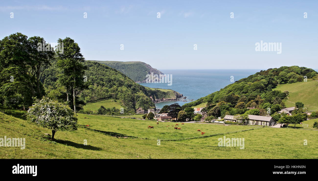 Lee Abbey near Lynton looking west to Crock Point Stock Photo - Alamy