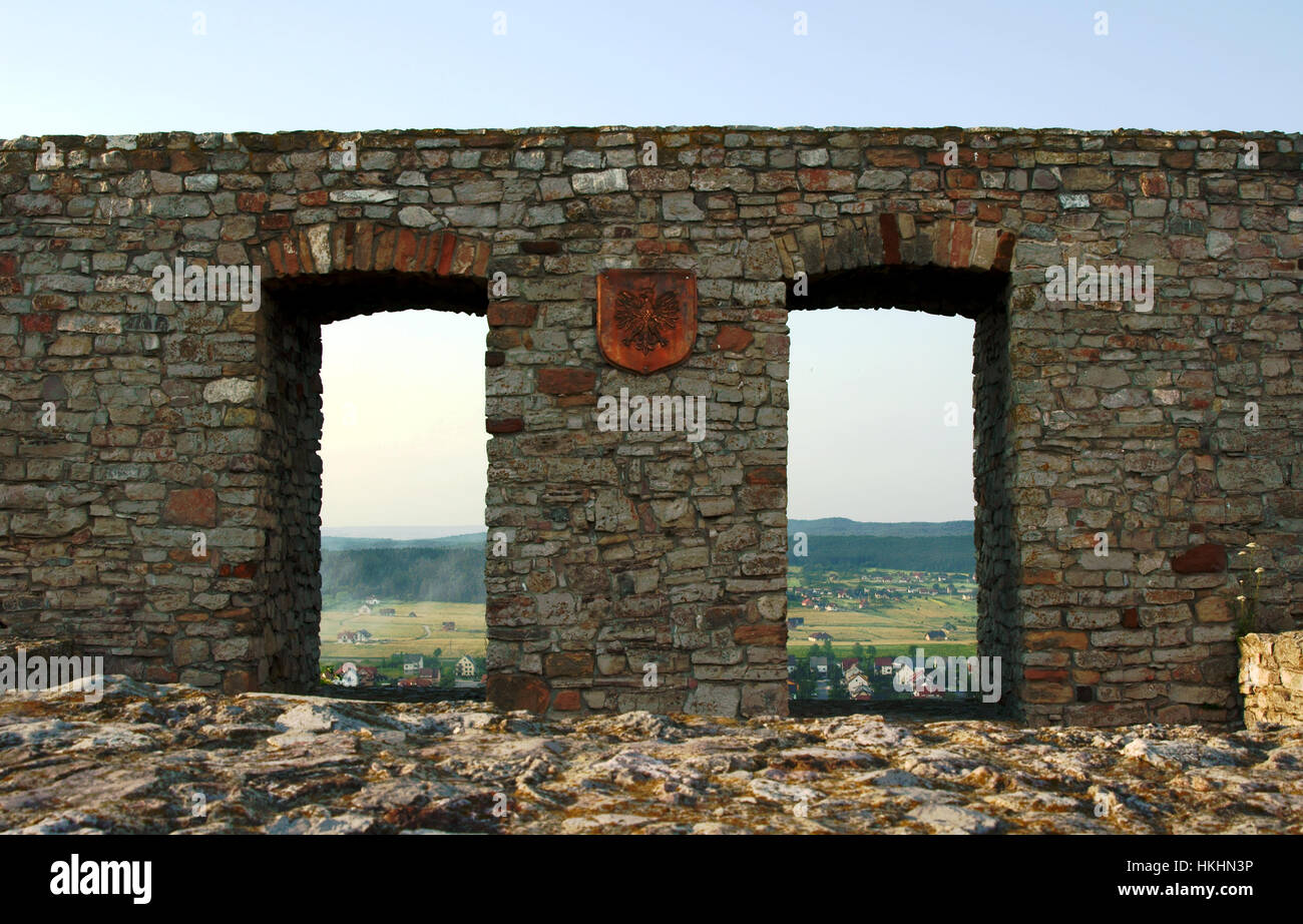 Windows in ruined medieval castle, Checiny, Poland Stock Photo - Alamy