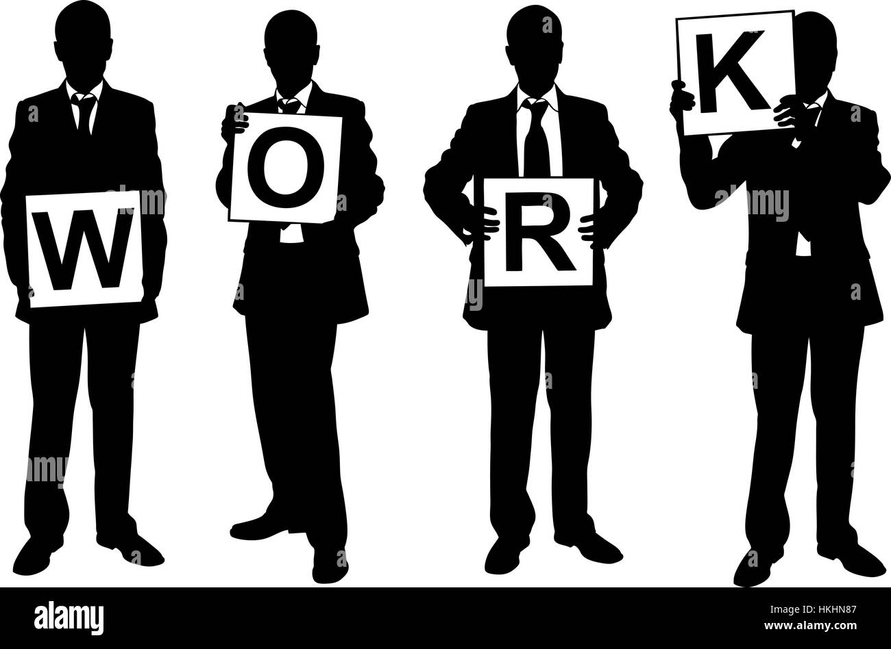 businessmen holding "work" sign isolated Stock Vector Image & Art - Alamy