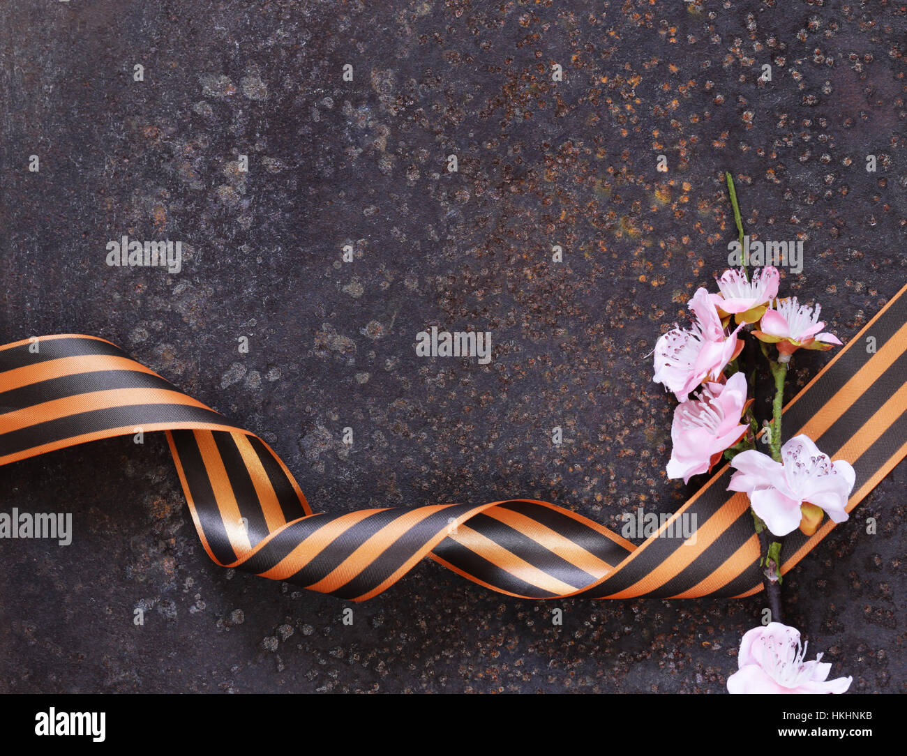 Victory Day ribbon and spring flowers holiday symbols Stock Photo - Alamy