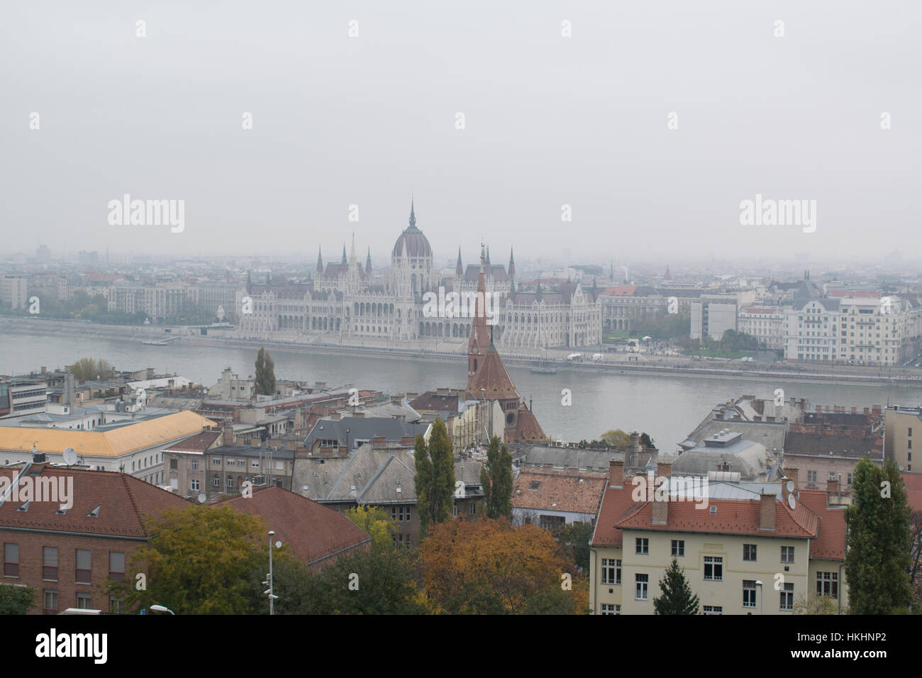 Aerial view on Budapest, capital of Hungary, showing parliament Stock ...