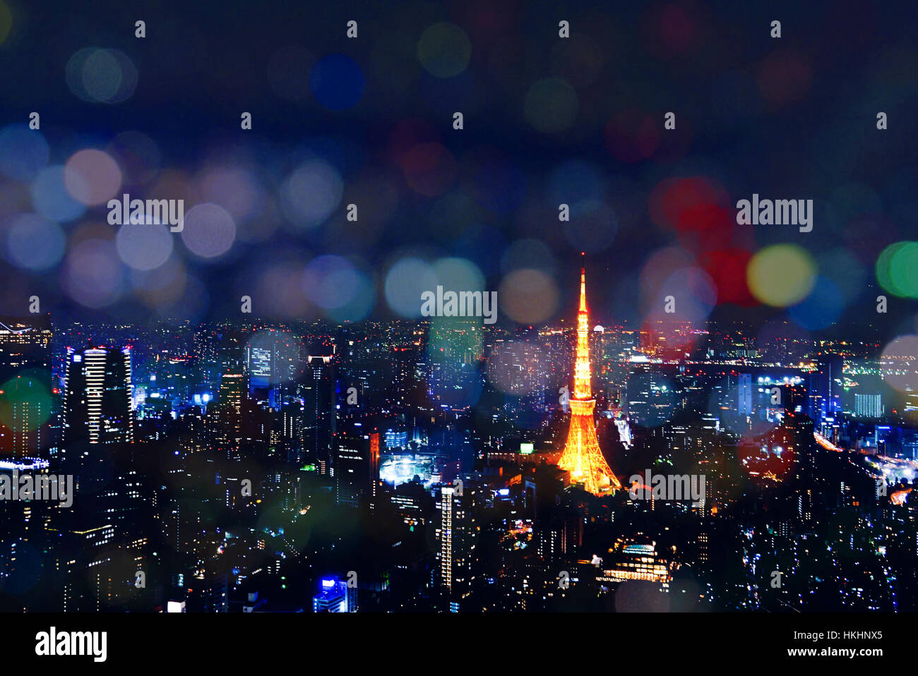 Tokyo tower night lights Stock Photo - Alamy