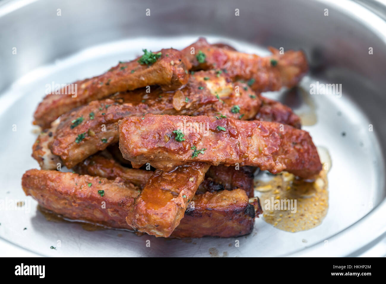 grilled ribs in buffet line Stock Photo - Alamy