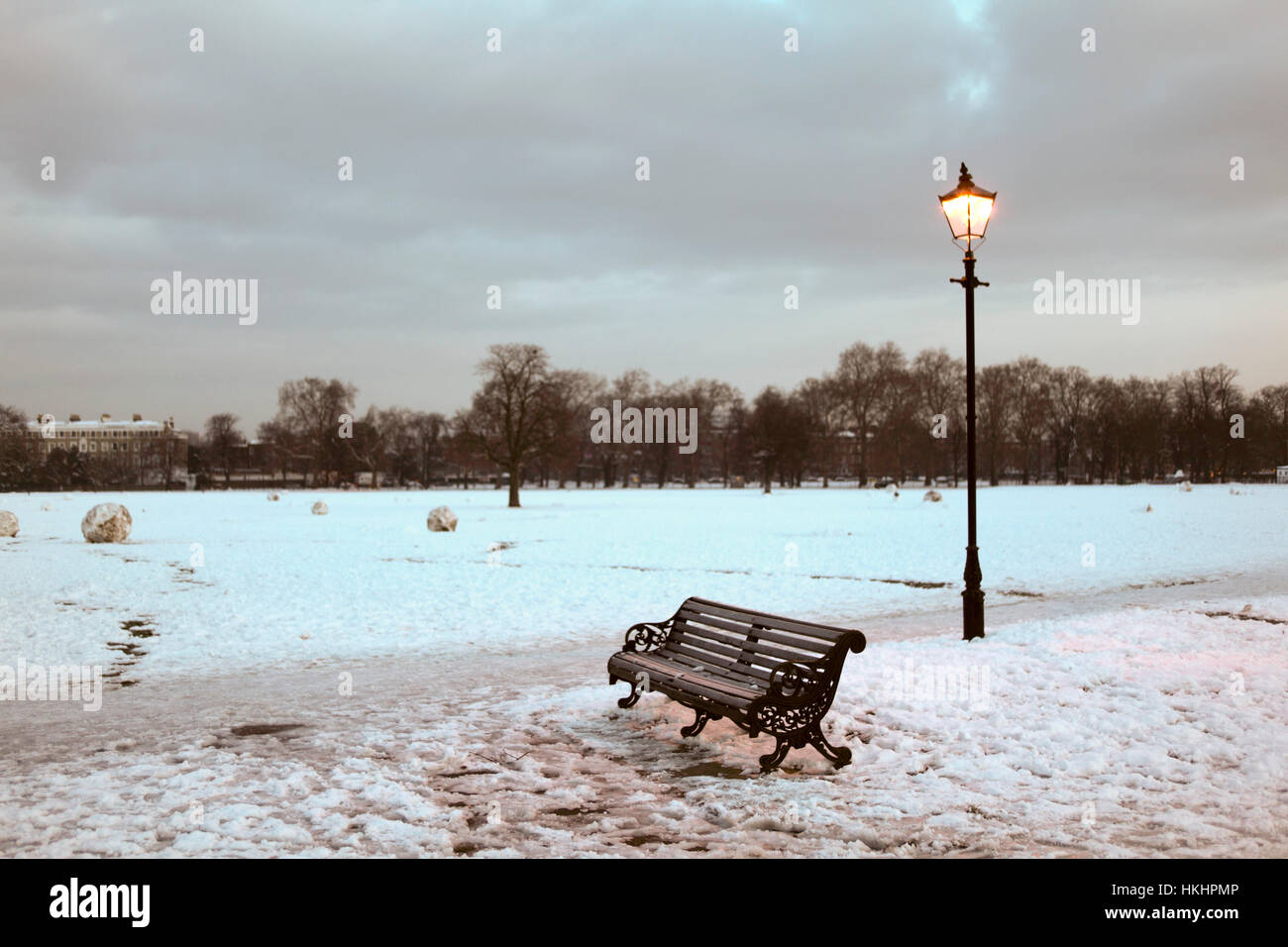 Clapham Common in the snow, Lambeth, London, UK Stock Photo - Alamy
