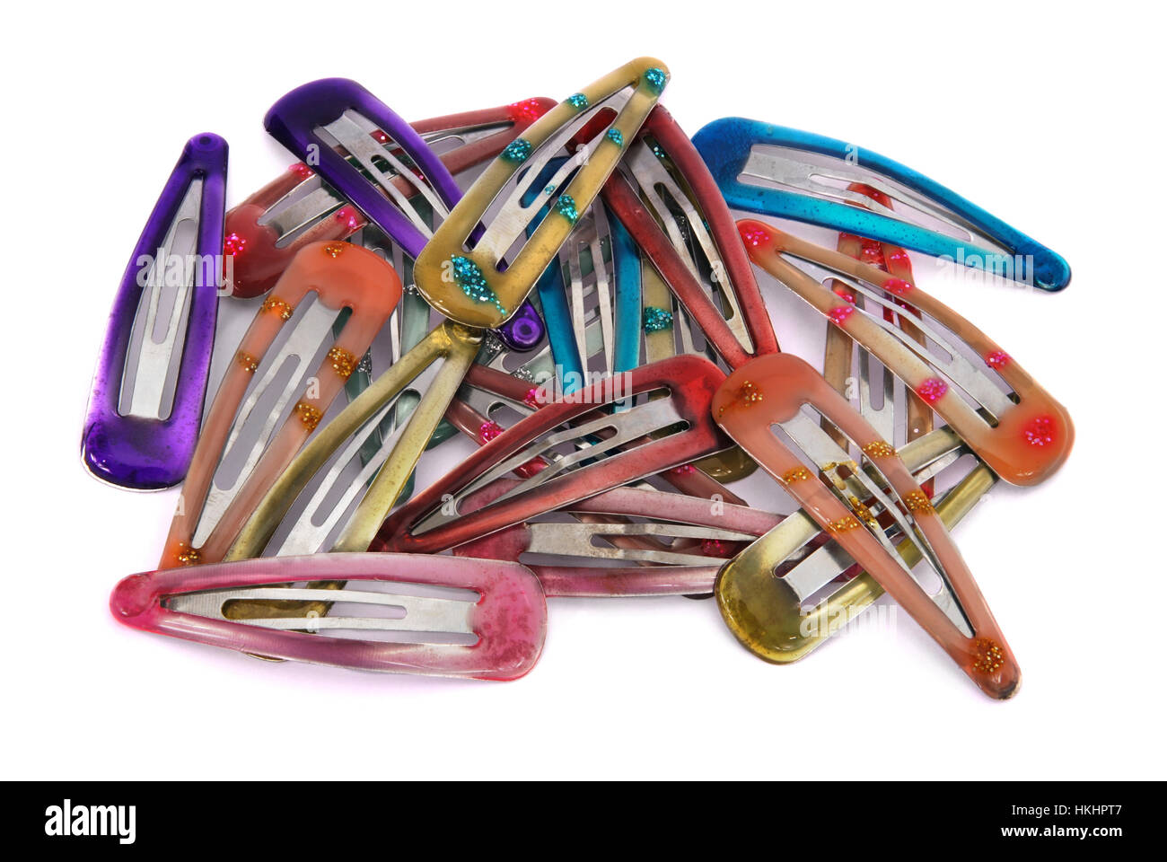 Many hair clips isolated on white background Stock Photo - Alamy