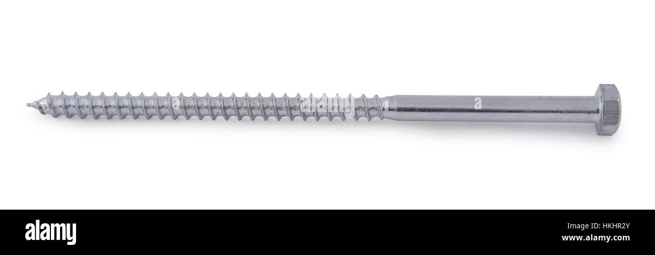 Screw with bolt head on white. Isolated with path Stock Photo - Alamy