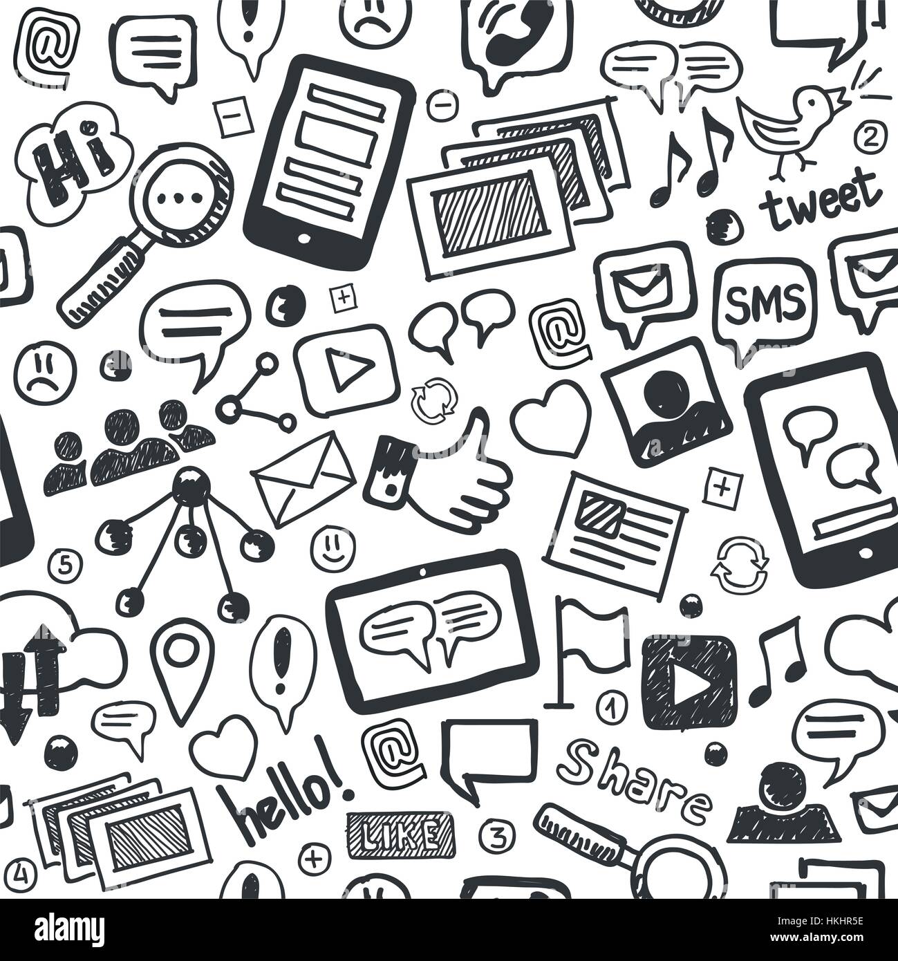Social Media Doodles Hand Drawn Seamless Pattern Stock Vector Image ... Social Media Doodles Hand Drawn Seamless Pattern Stock Vector Image ...