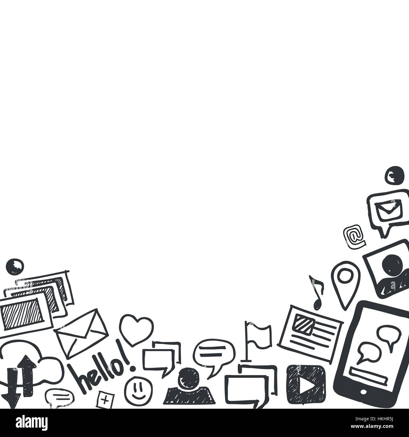 Social Media Doodles Background with Space for Text Stock Vector Image ...