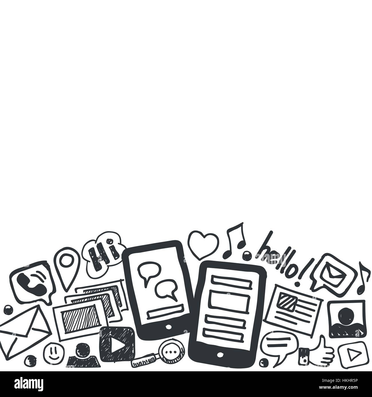 Social Media Doodles Background with Space for Text Stock Vector Image ...