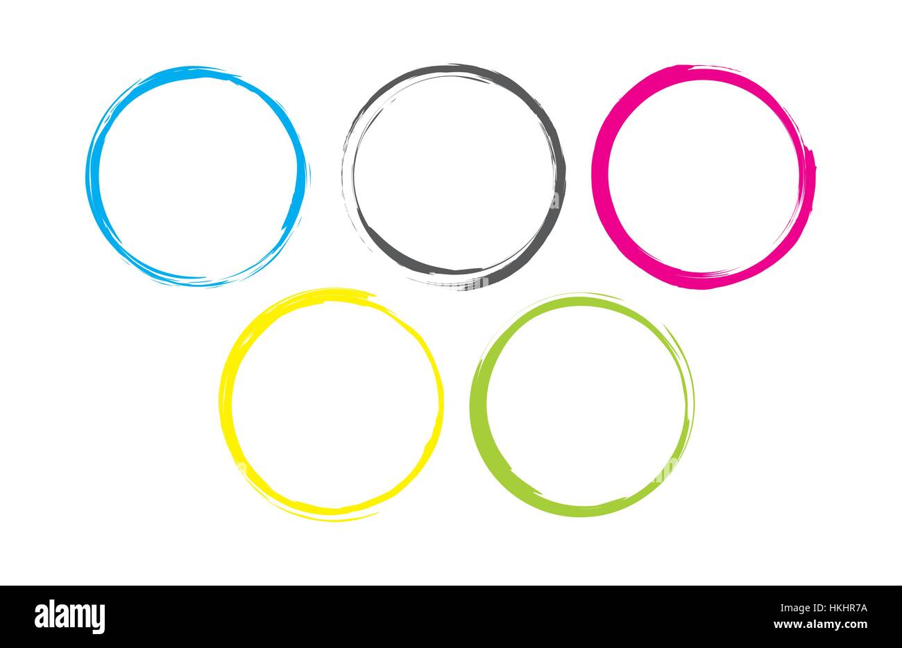 Five abstract colorful rings isolated on white background. Set of blue ...