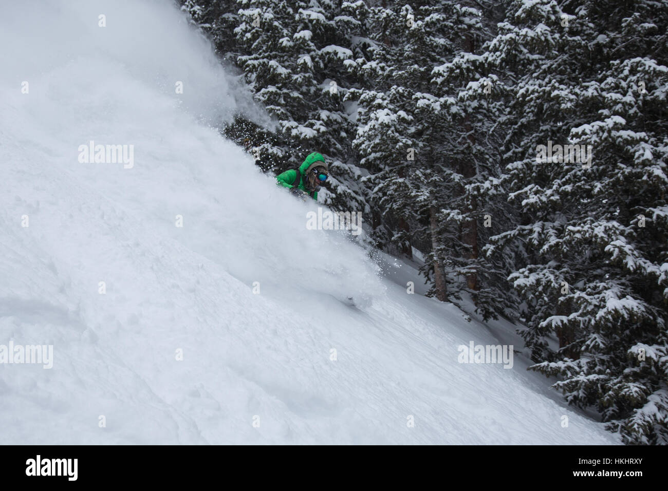 Snowboarding deep powder snow in Telluride, Colorado Stock Photo - Alamy