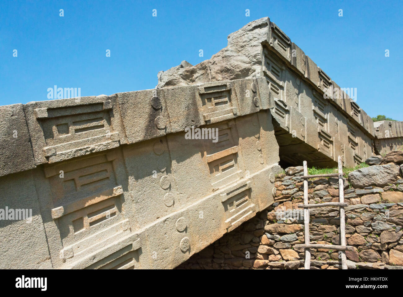The largest Aksumite stele, broken where it fell, the ruins of the ...
