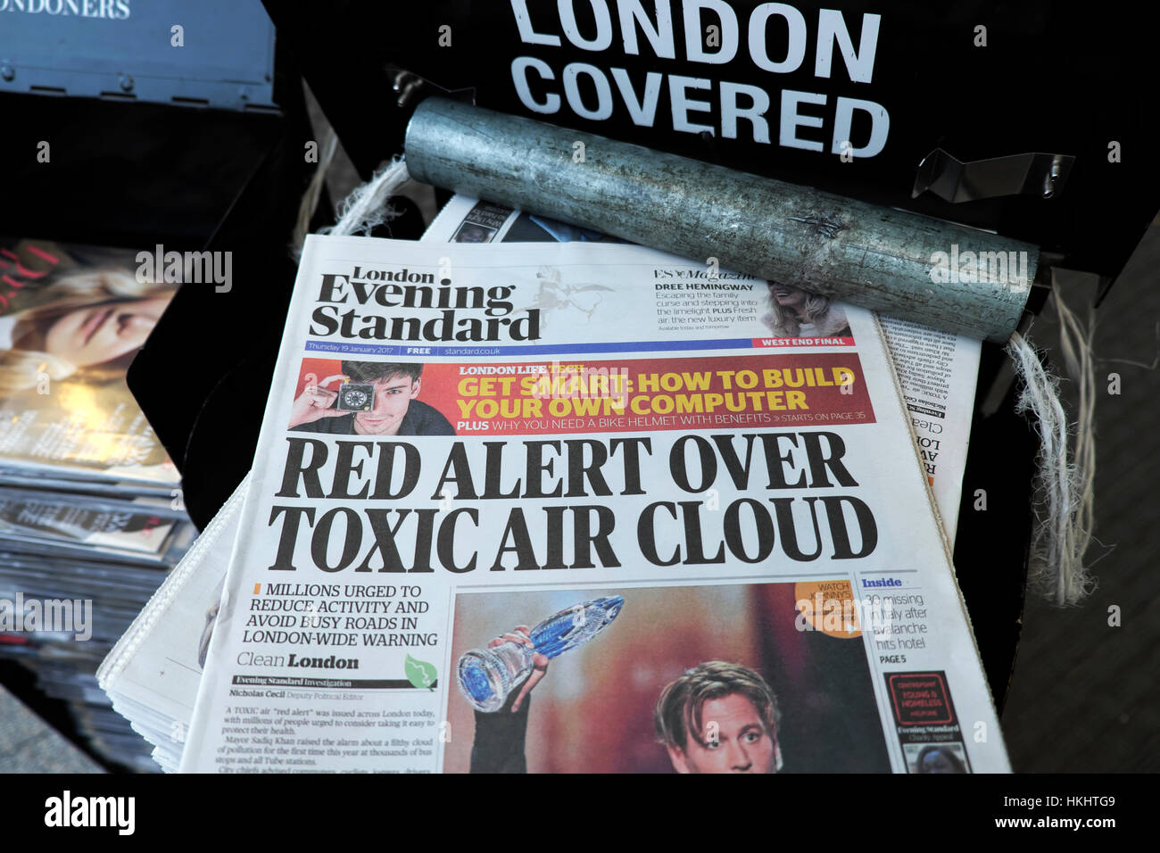 London Evening Standard newspaper headline "Red Alert Over Toxic Air ...