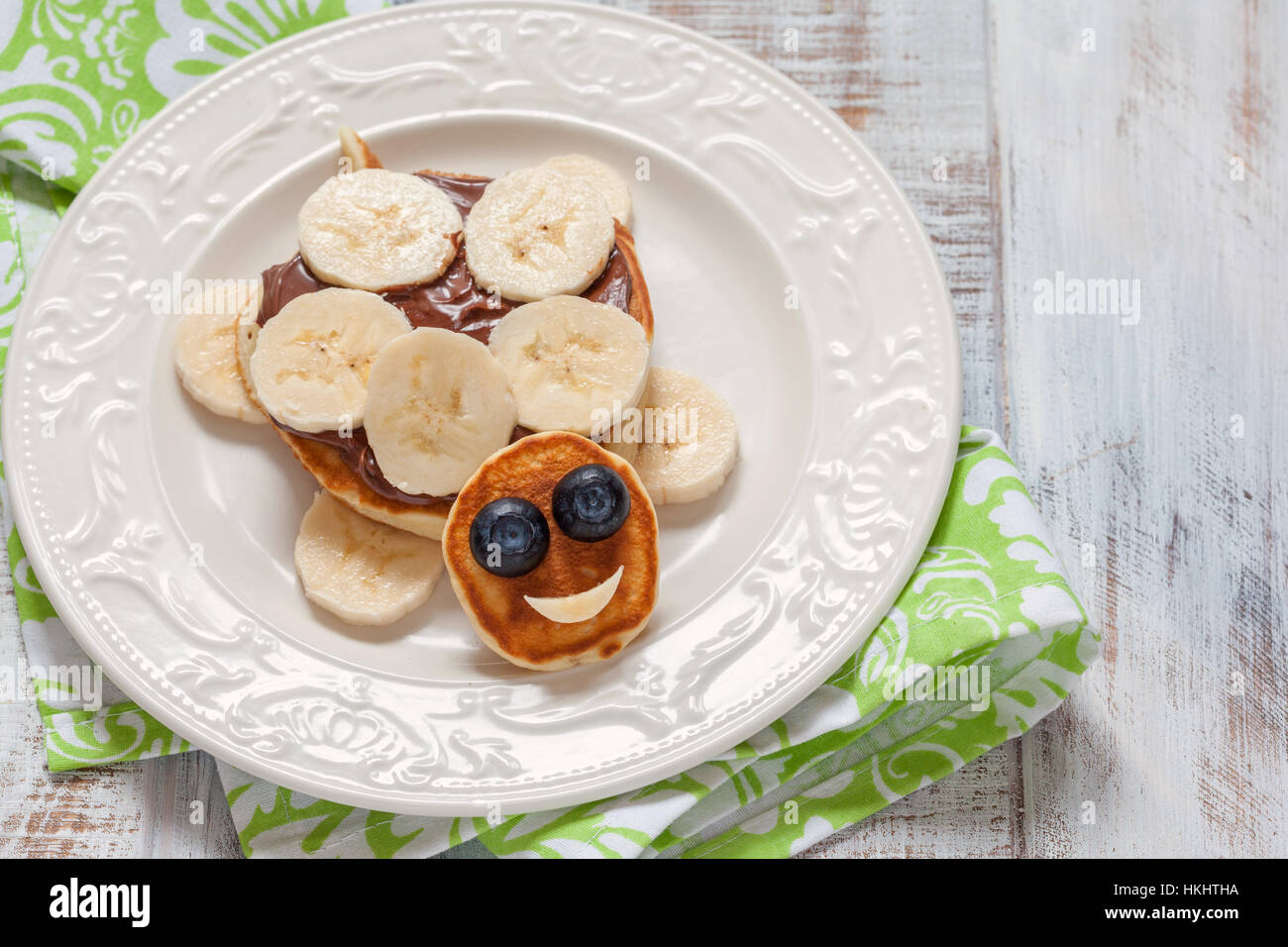 Fun food art idea for kids - turtle pancake for breakfast Stock Photo ...