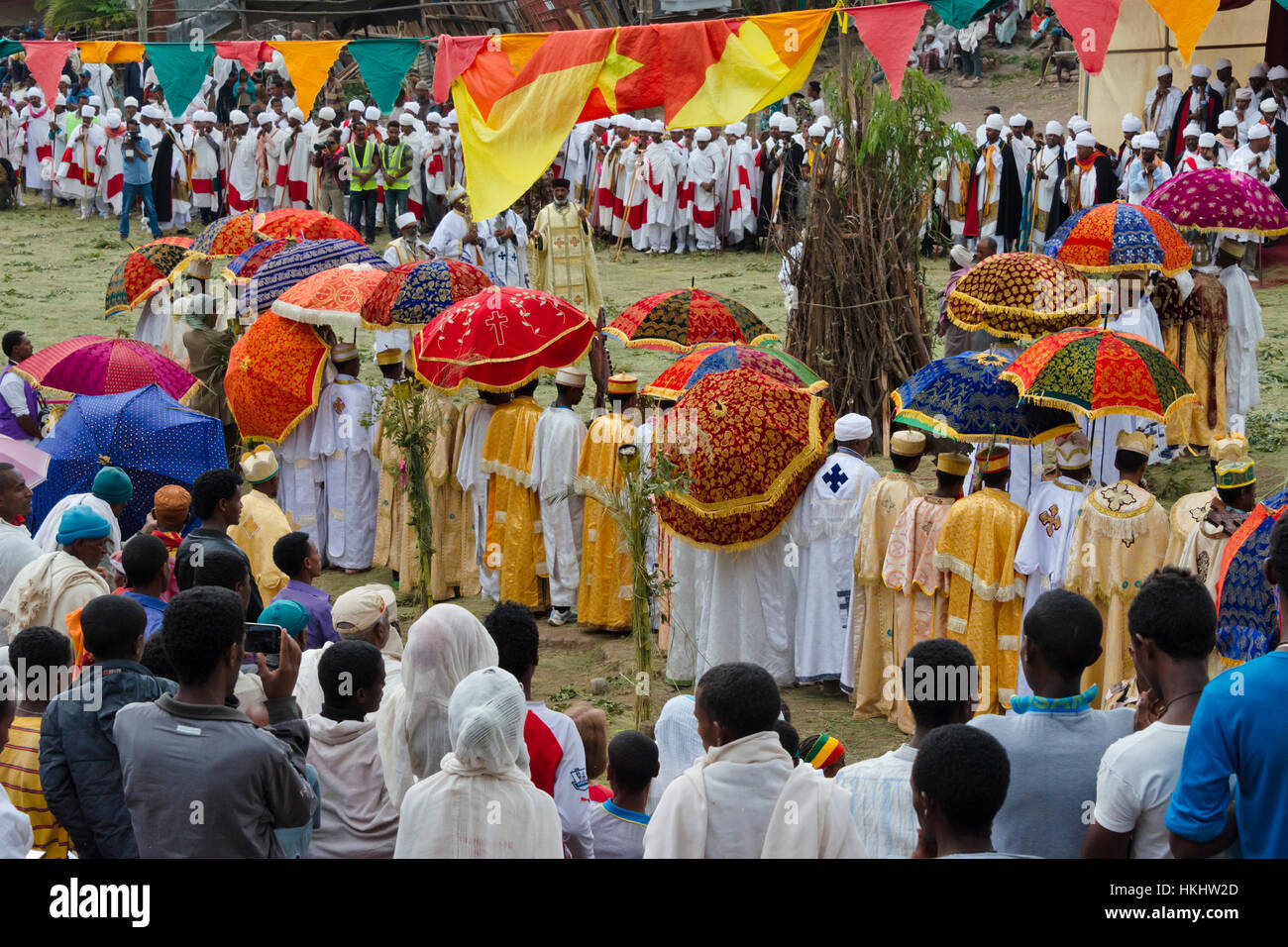 Pilgrims celebrating Meskel Festival, Lalibela, Ethiopia Stock Photo ...