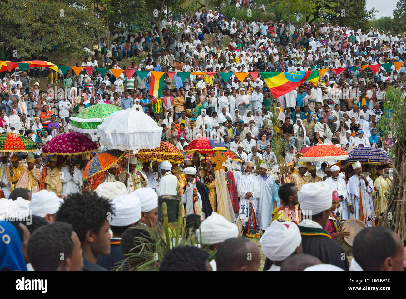 Pilgrims celebrating Meskel Festival, Lalibela, Ethiopia Stock Photo ...
