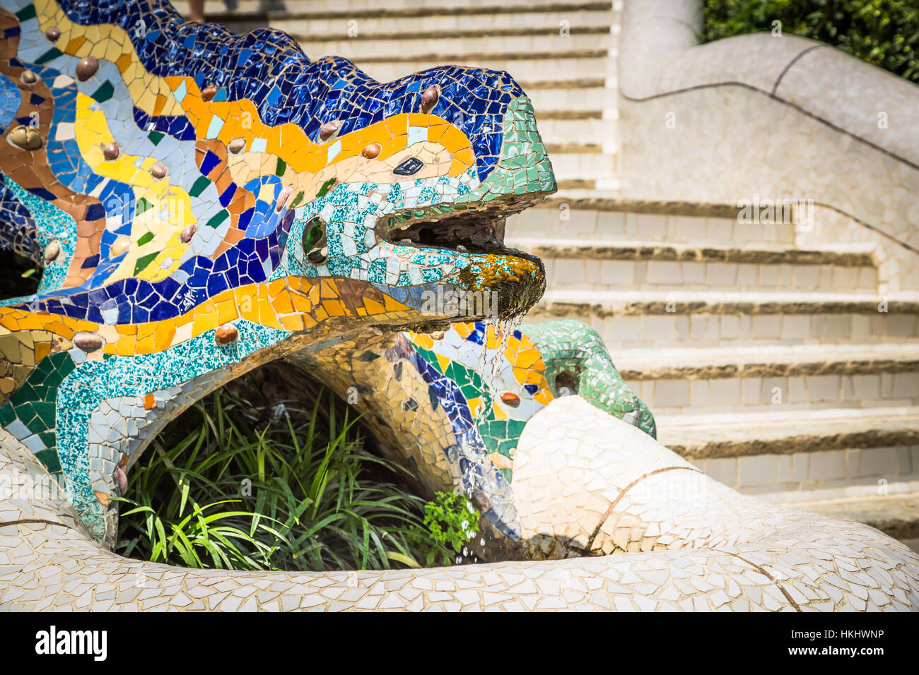 famous Gaudi lizard in park Guell, Barcelona, Spain Stock Photo - Alamy
