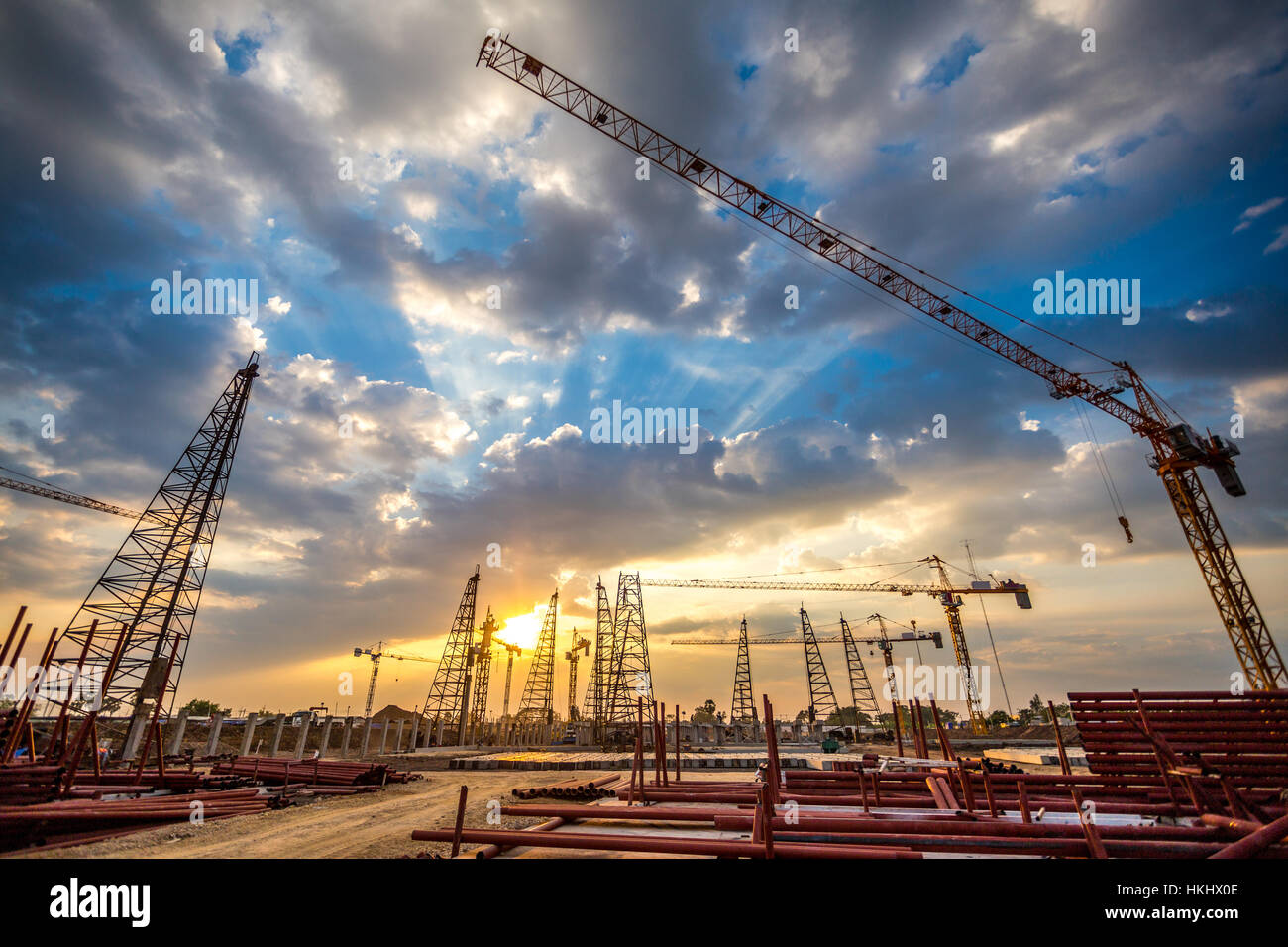 construction site with sunset Stock Photo - Alamy