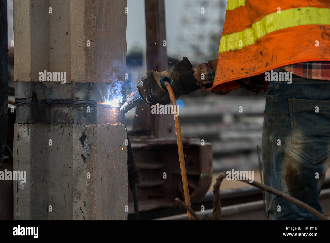 welder at construction site Stock Photo - Alamy