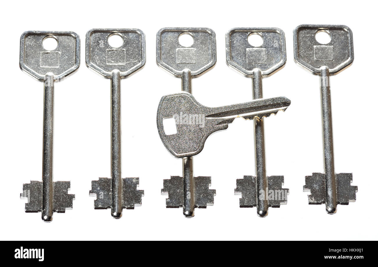 metal silver keys isolated on white background Stock Photo - Alamy