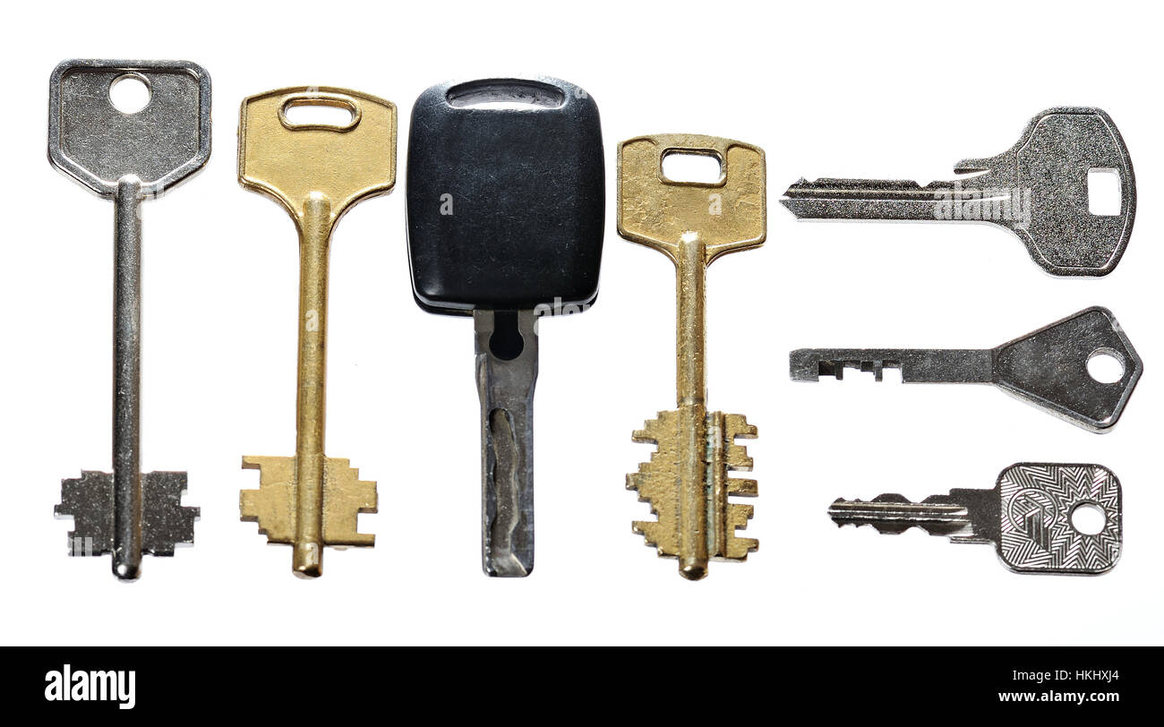 different metal Keys isolated on white background Stock Photo - Alamy