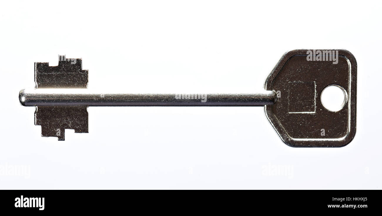 metal long key isolated on white background Stock Photo - Alamy