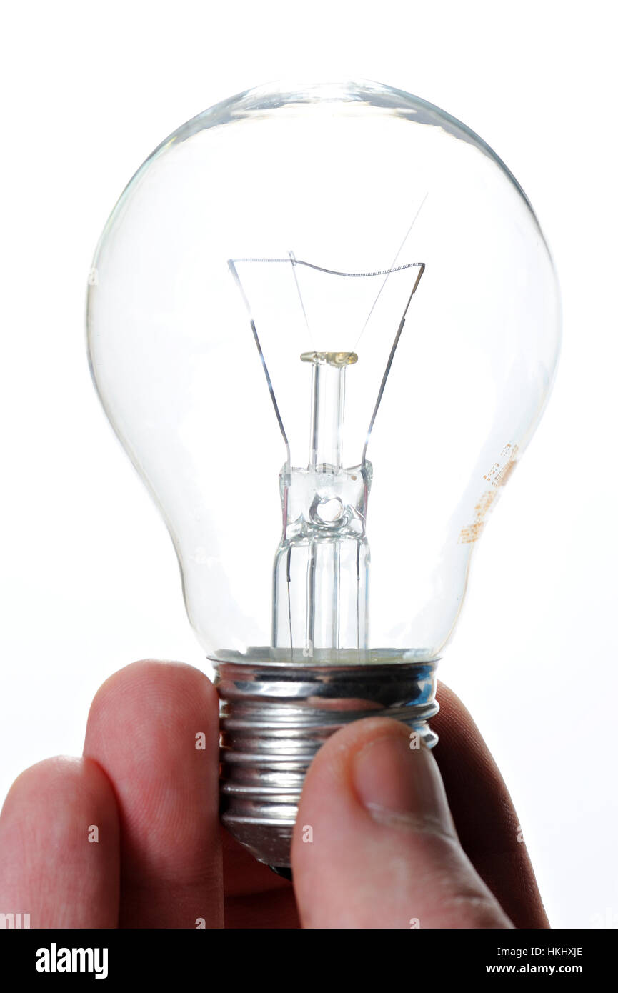 round transparent bulb in hand isolated on white Stock Photo - Alamy