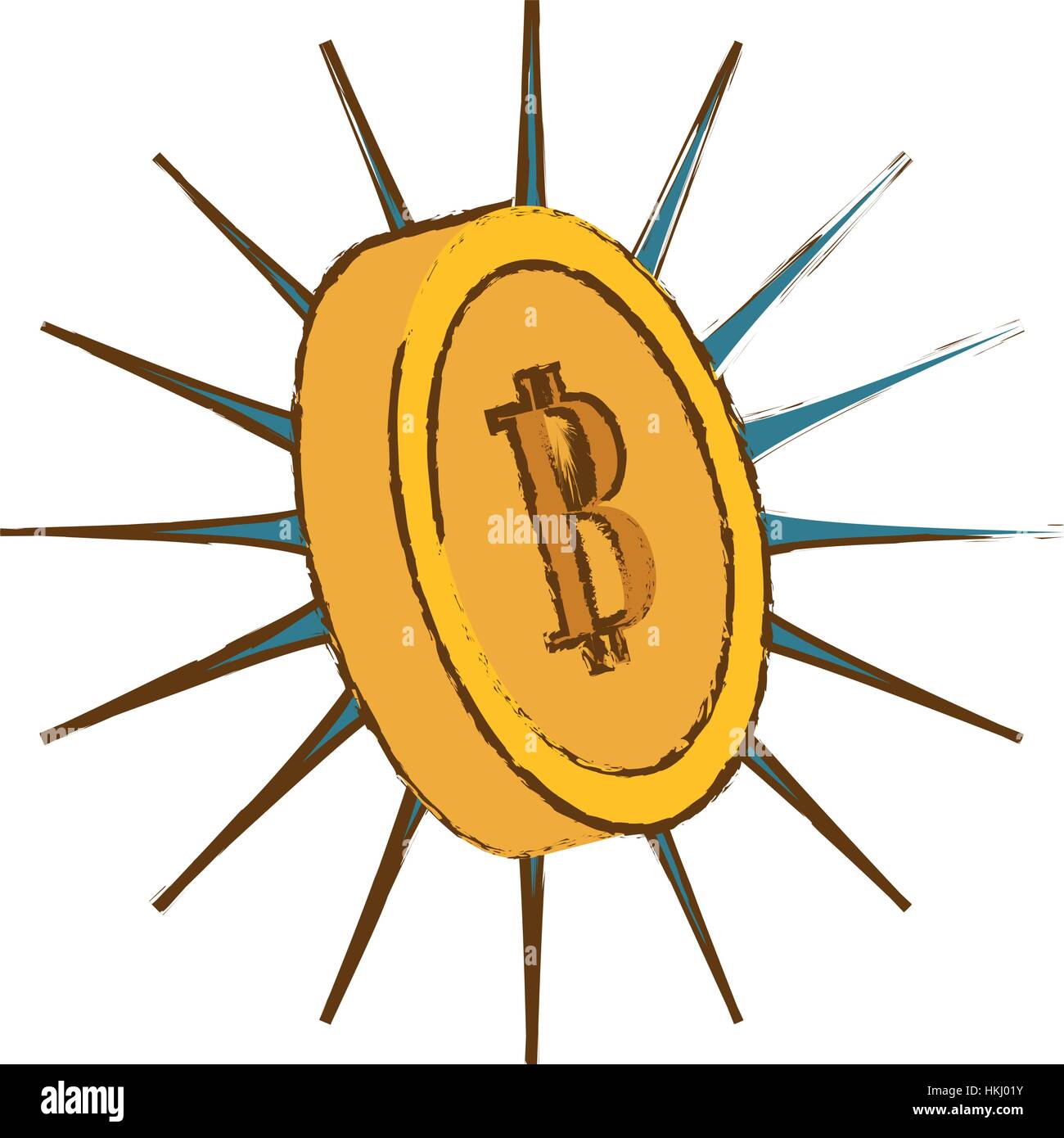 Bitcoin yellow, digitally lit money symbol, coin image Stock Vector ...