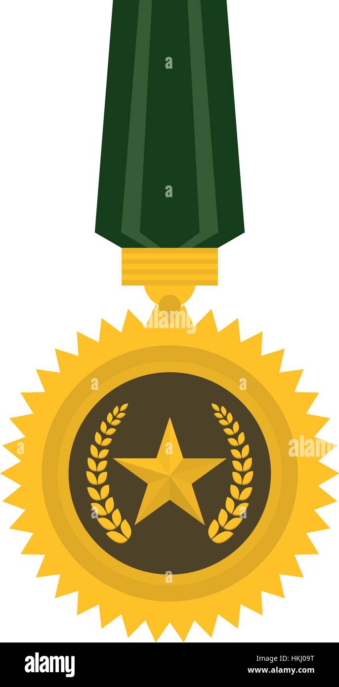 Medal of golden and green color to the best military, vector ...