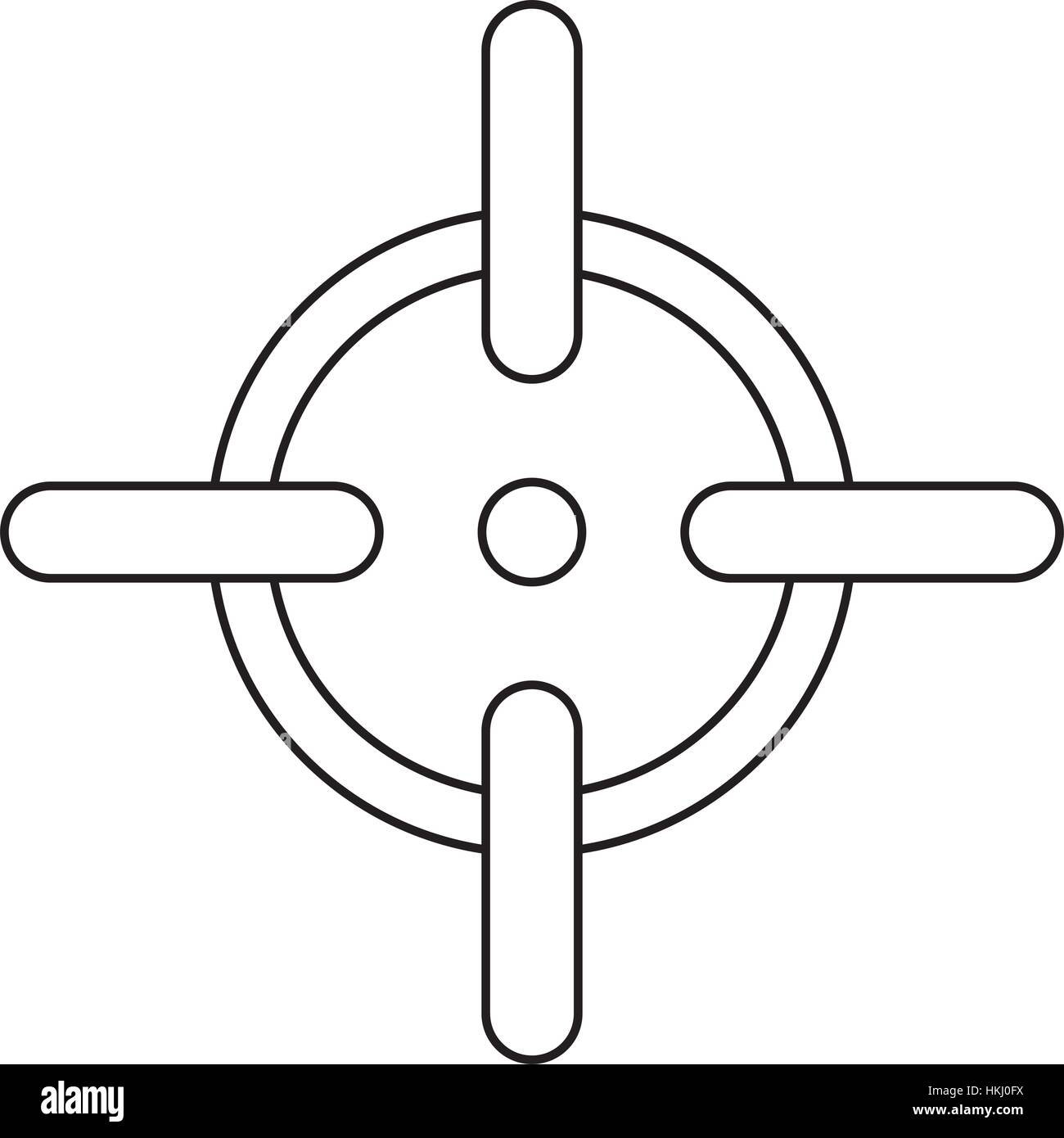 Aim figure to fire the gun accurately icon image, vector illustration ...