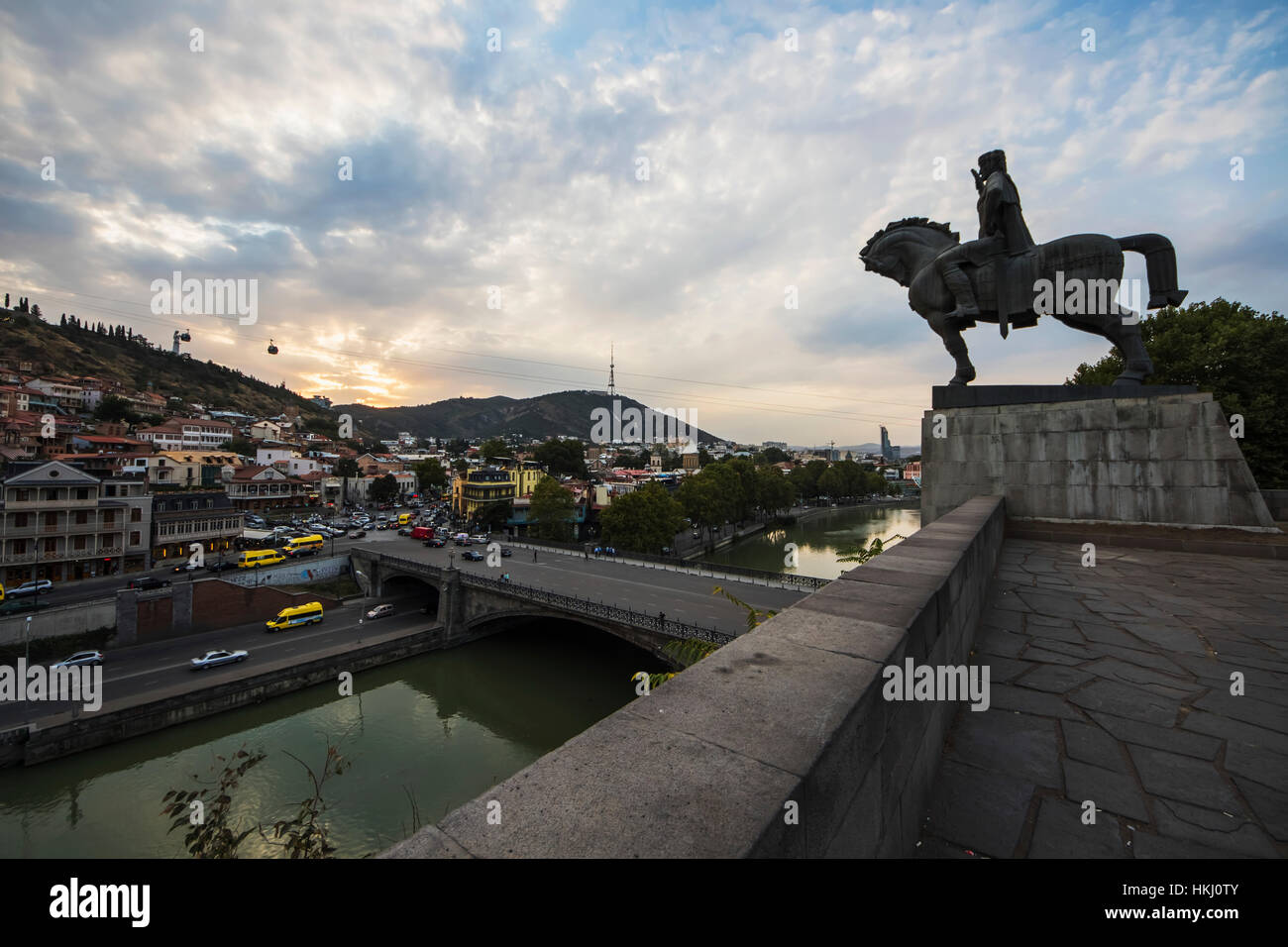 Equestrian statue of King Vakhtang Gorgasali; Tbilisi, Georgia Stock ...