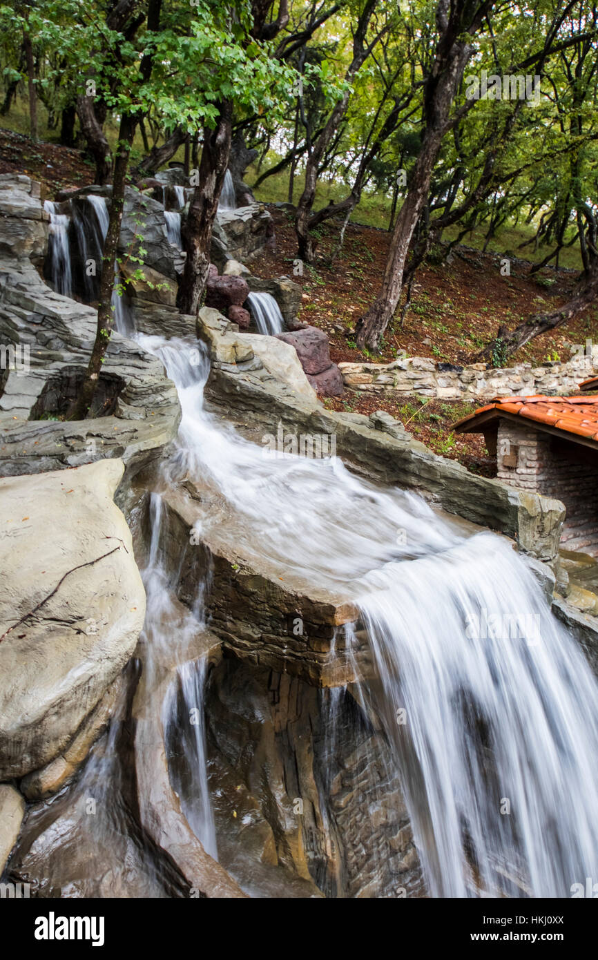 Landscaped grounds of the Winery Khareba Tourist Complex at Kvareli ...