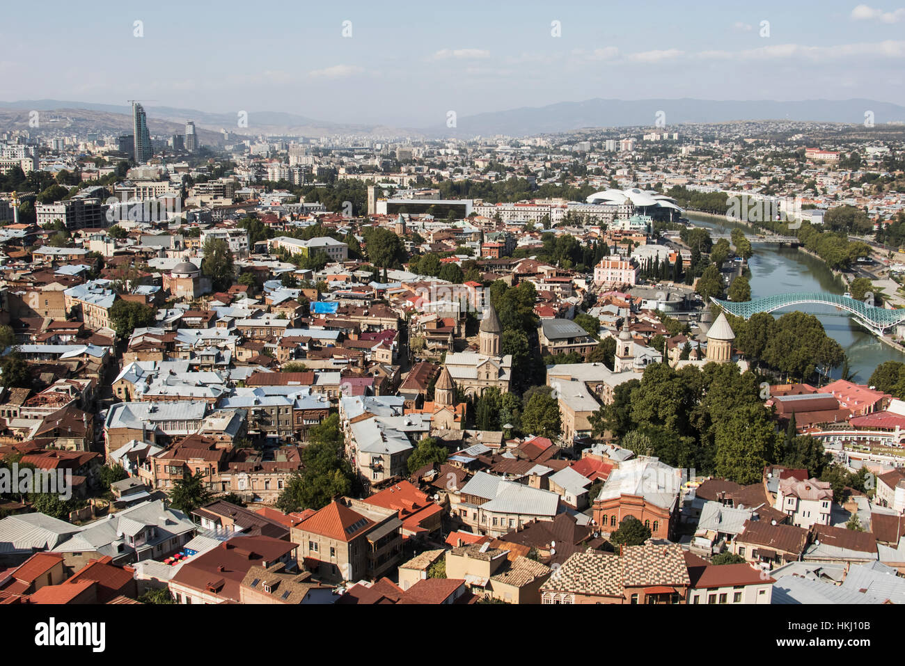Panoramic view of Tbilisi from the aerial tramway; Tbilisi, Georgia ...