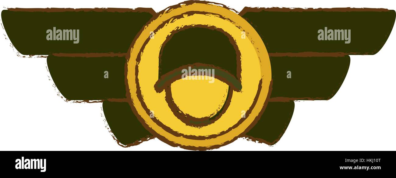 Emblem gold and green with the militar symbol that display military ...