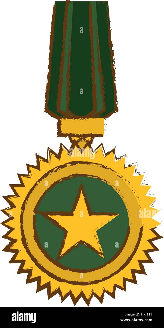Medal of golden and green color to the best military, vector ...