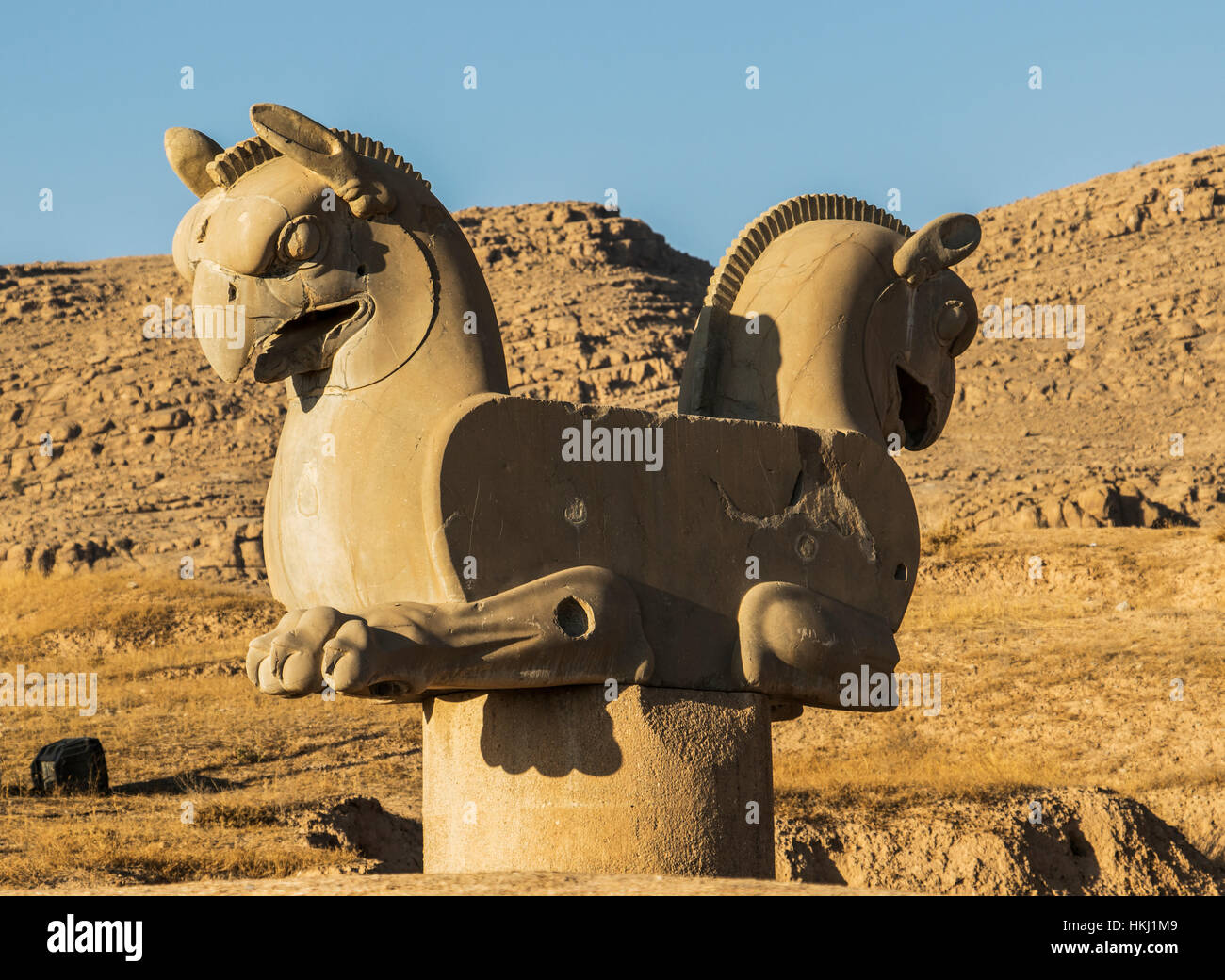 Homa, a griffin-like column capital statuary, Persepolis; Fars Province ...
