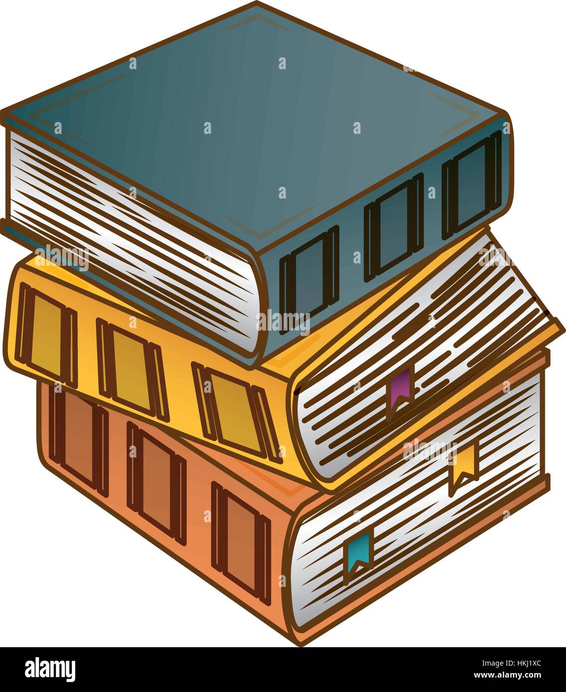 Color three thick books one on top of other icon Stock Vector Image ...