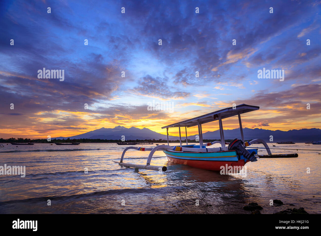 Sunrise in Gili Trawangan, an island located in between Bali and Lombok ...