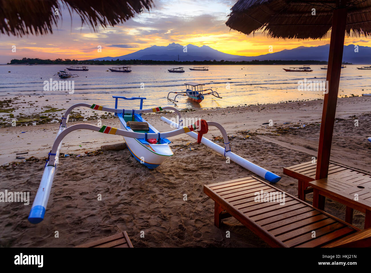 Sunrise in Gili Trawangan, an island located in between Bali and Lombok ...