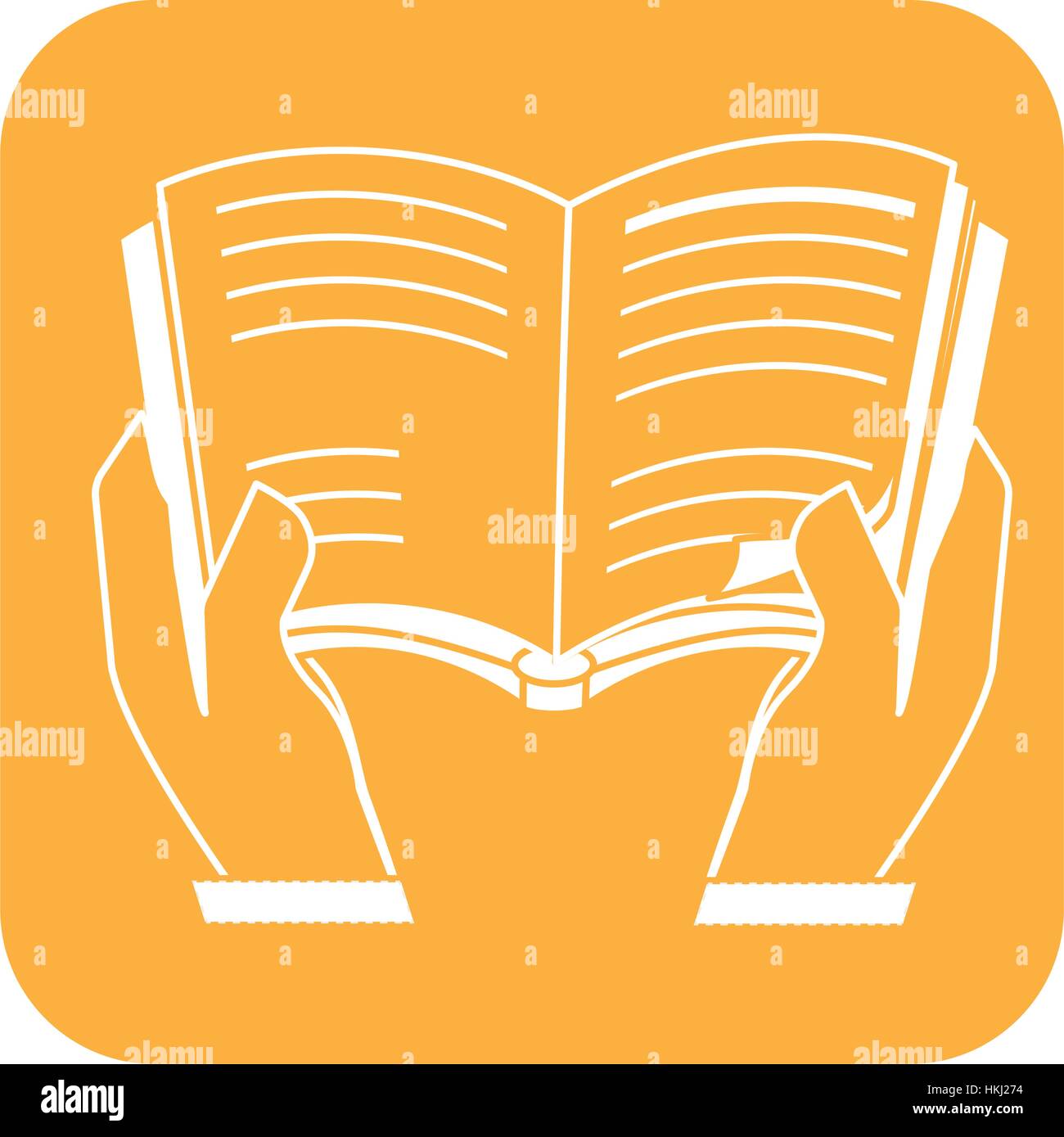 Contour book in the skin color hands icon, vector illustration Stock ...