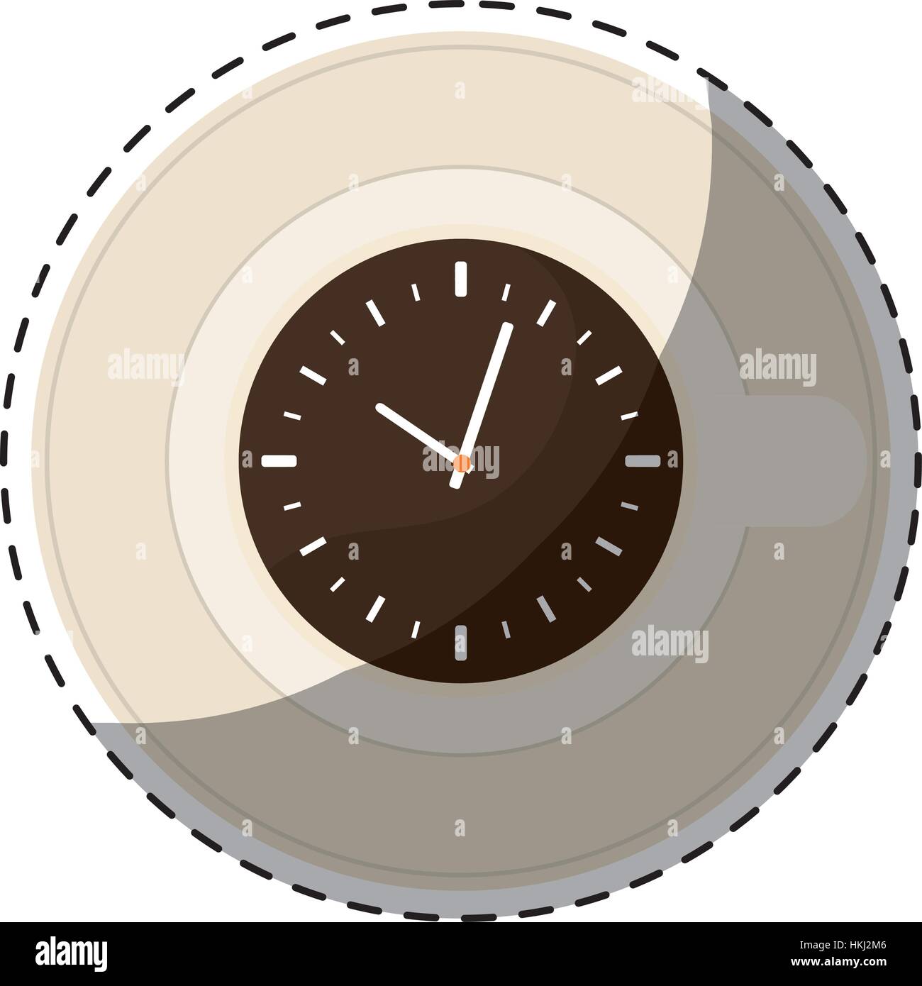 Color plate with a chocolate clock inside, vector illustration icon ...