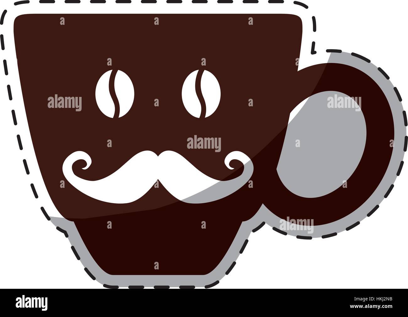 Brown coffee cup with moustache icon image, vector illustration Stock ...