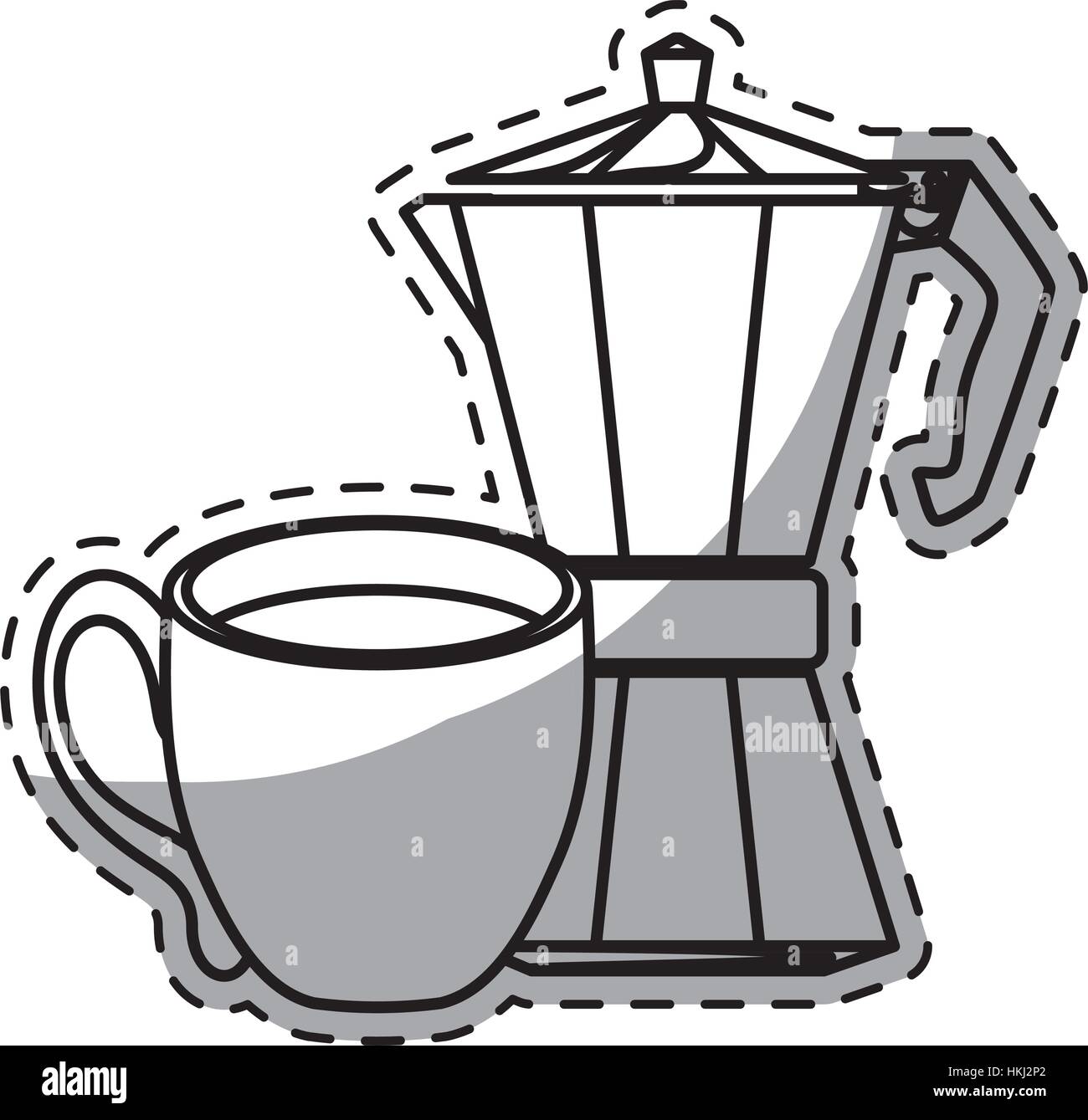 Figure moka pot with coffee cup, vector illustration image Stock Vector ...