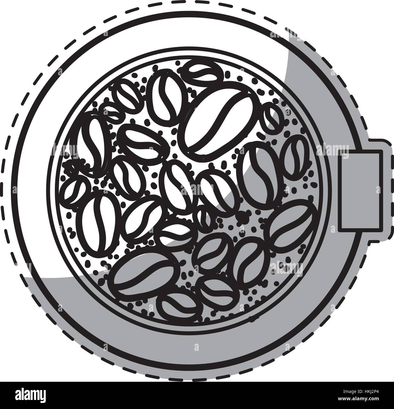 Figure plate with grains coffee inside, vector illustration icon Stock ...