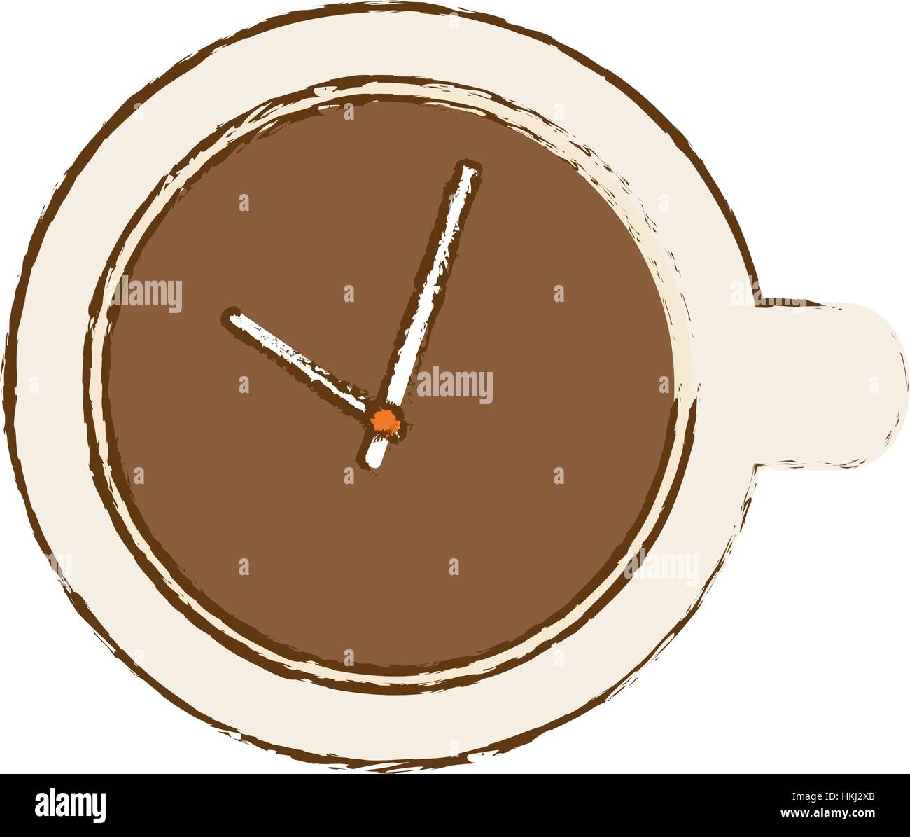 Brown plate with a chocolate clock inside, vector illustration icon ...