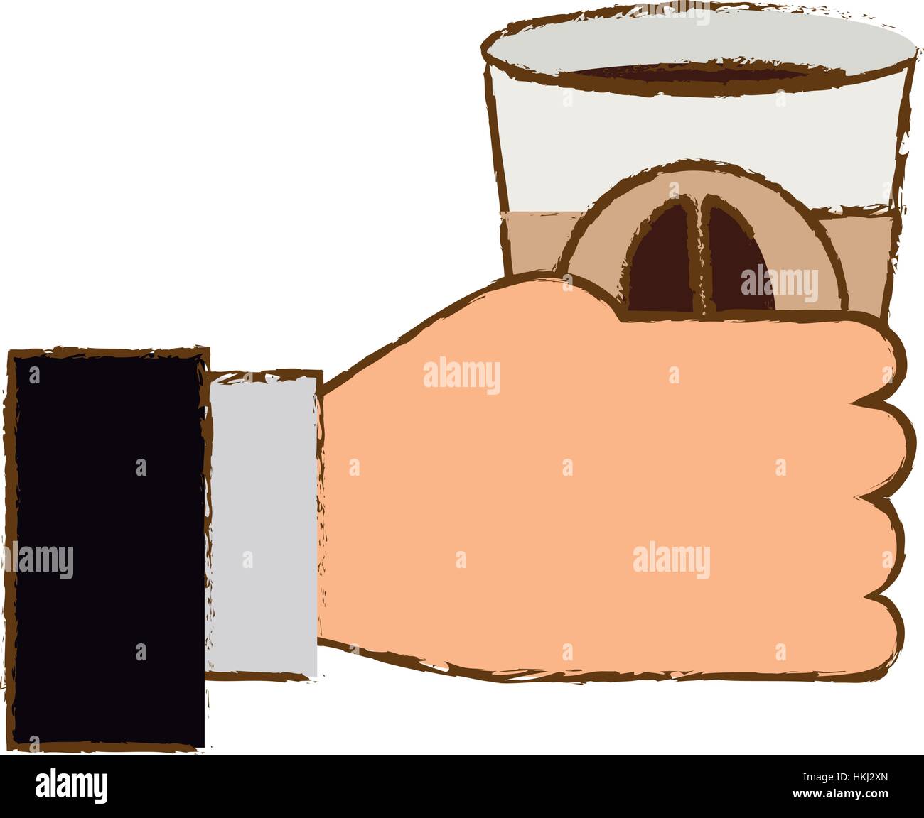 Color coffee cuppa in the hand icon, vector illustration image Stock ...