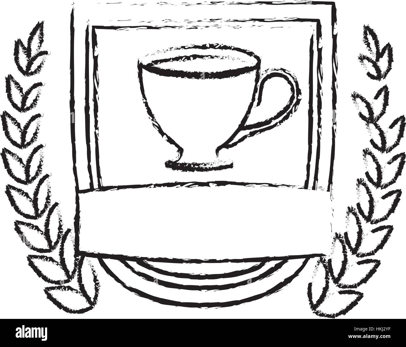 Contour picture coffee cup with wheat image, vector illustration Stock ...