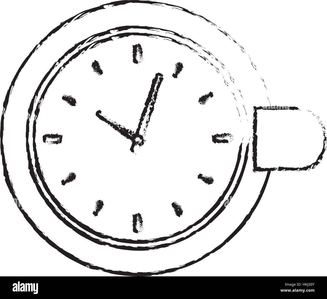Contour plate with a chocolate clock inside, vector illustration icon ...