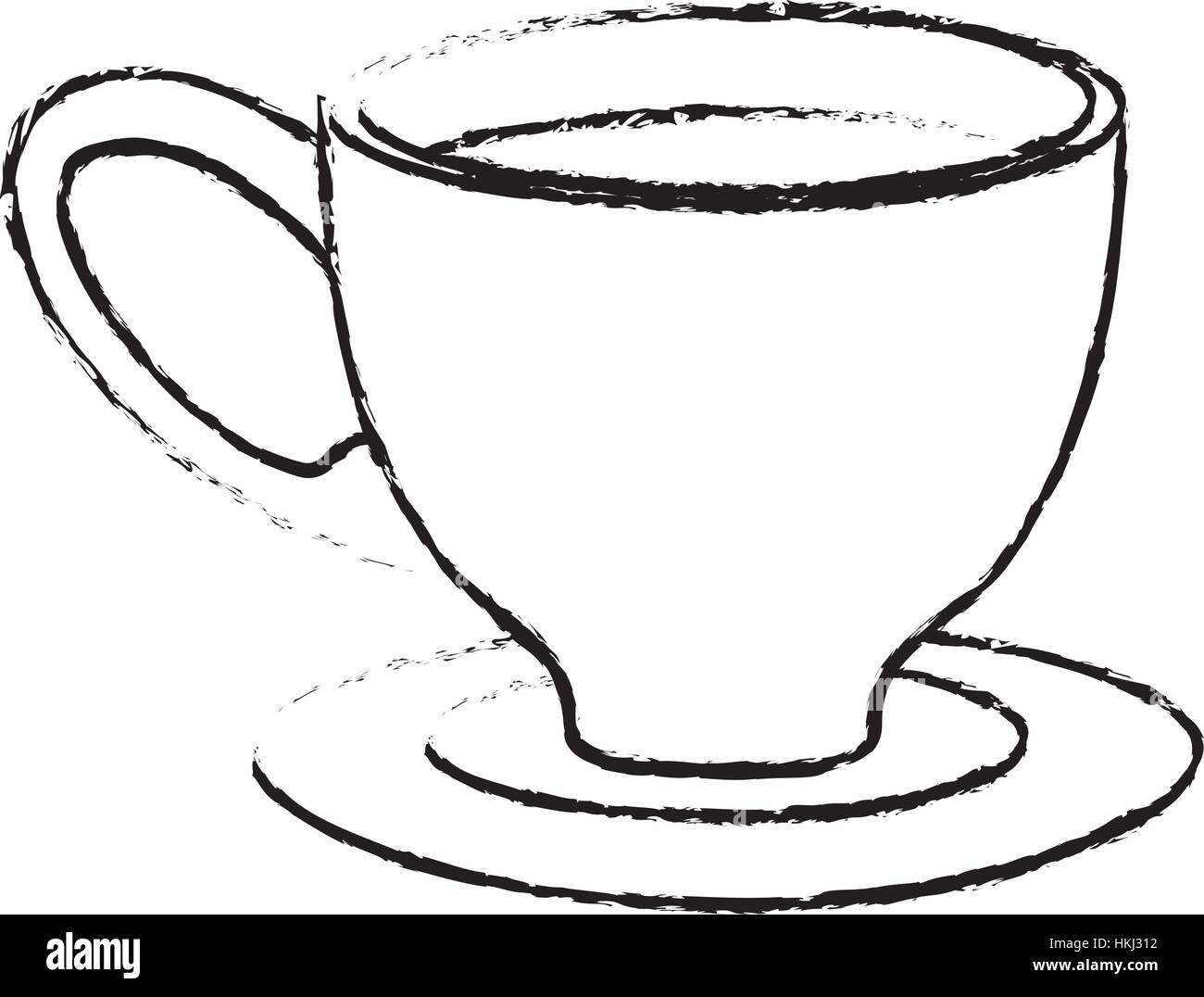 Contour small coffee cup and saucer, vector illustration Stock Vector ...