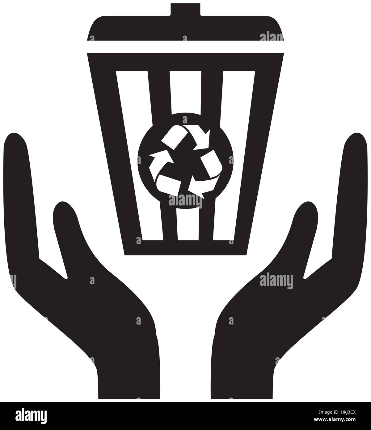 Black recycleng basket with hands icon, vector illustration image Stock ...